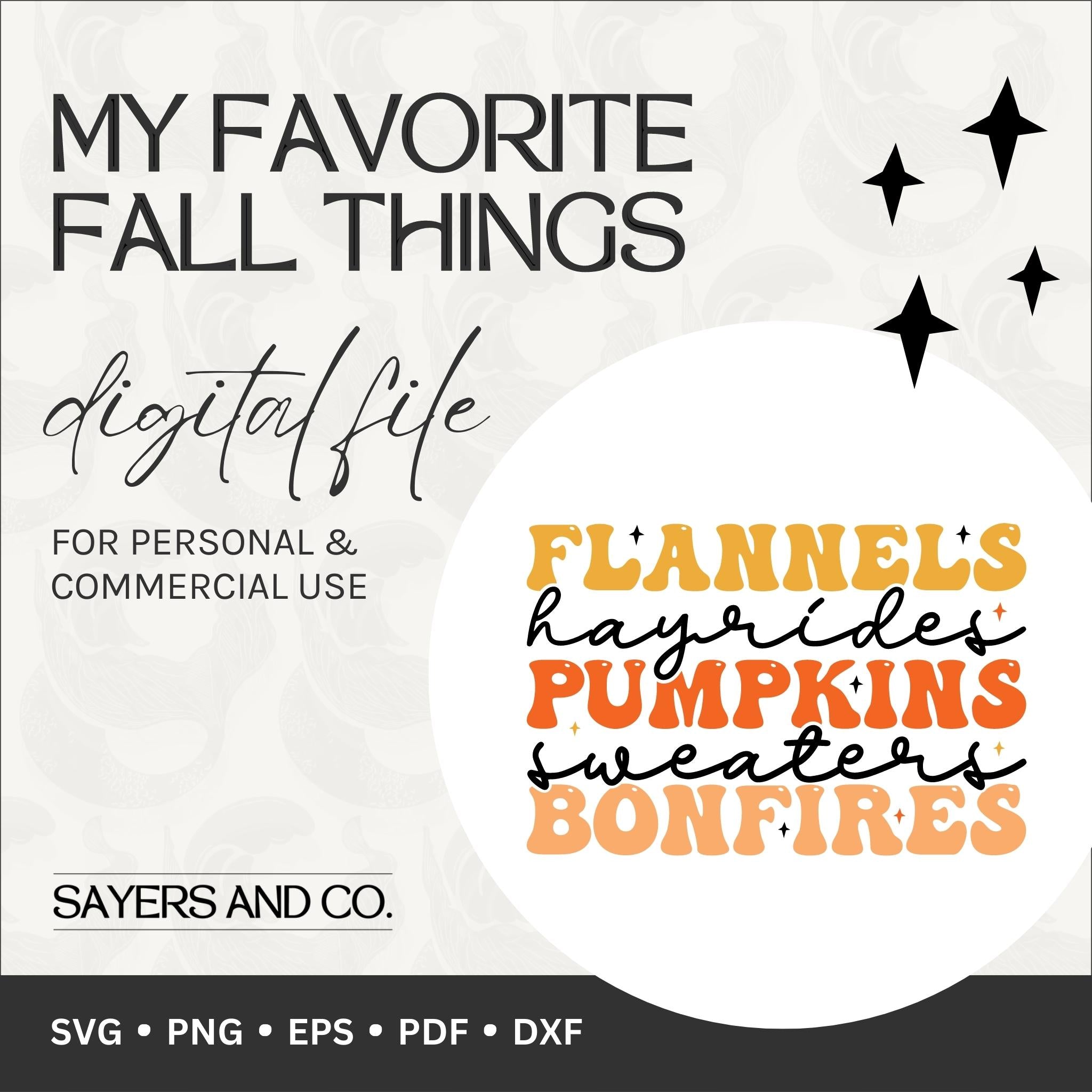 My Favorite Fall Things Digital Files (SVG / PNG / EPS / PDF / DXF ...